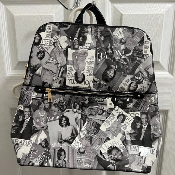 Bags | Michelle Obama Magazine Cover Collage Womens Backpack Bag | Poshmark